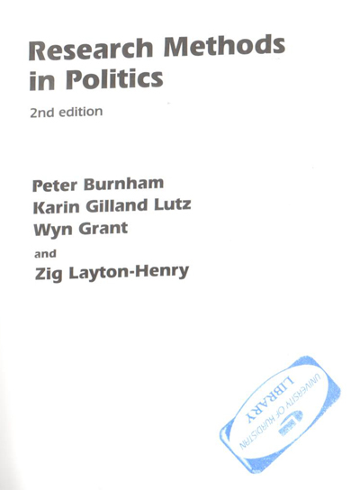 Research methods in politics | UKH Library Catalog