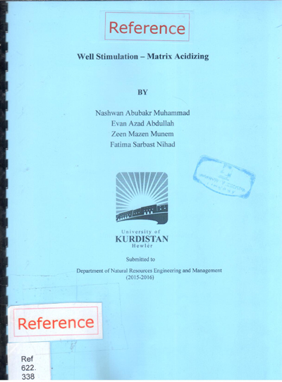 Well simulation - matrix acidizing | UKH Library Catalog